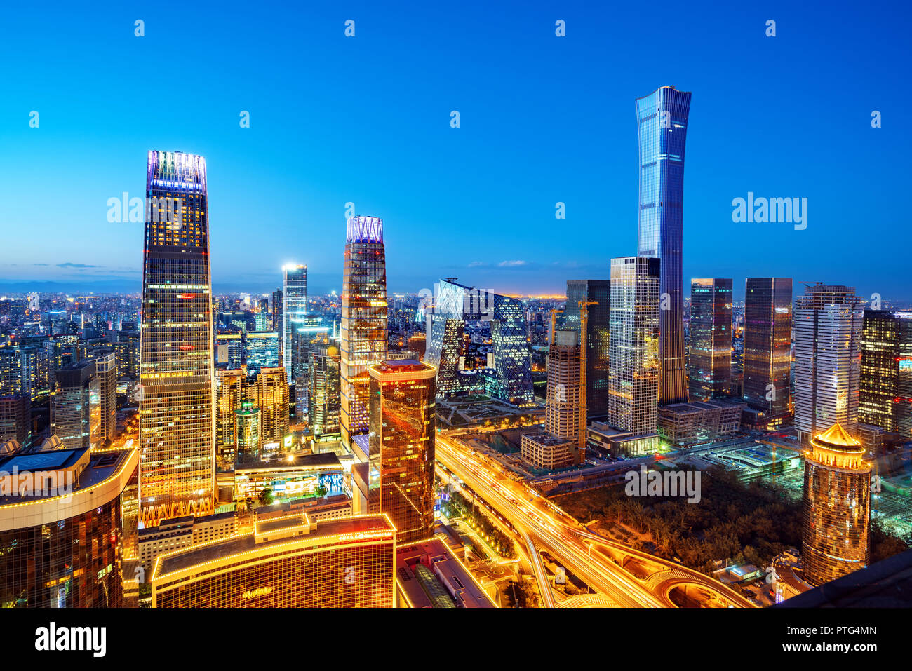 High-rise buildings and viaducts in the financial district of the city ...