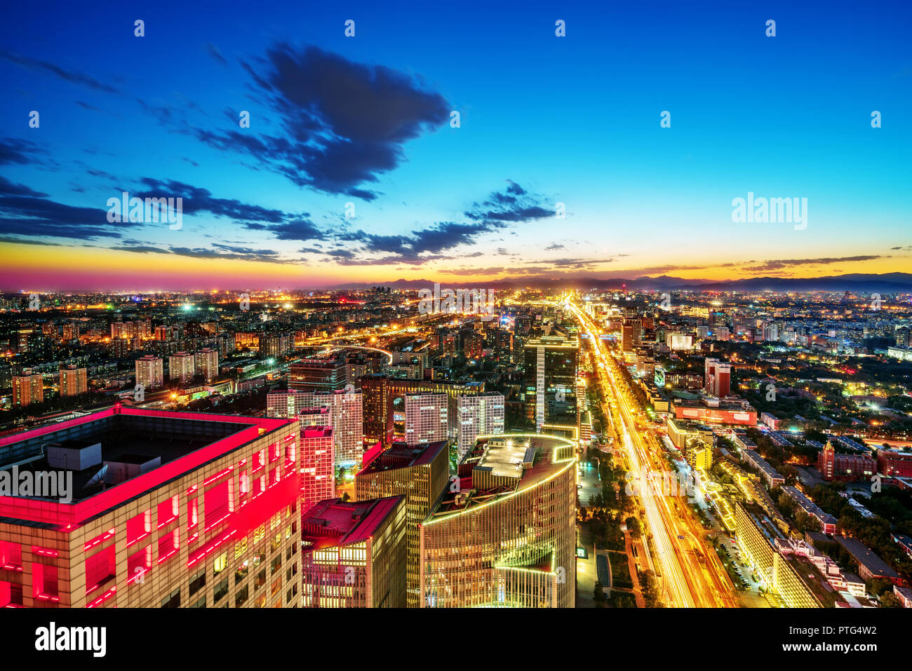 High-rise buildings and viaducts in the financial district of the city ...