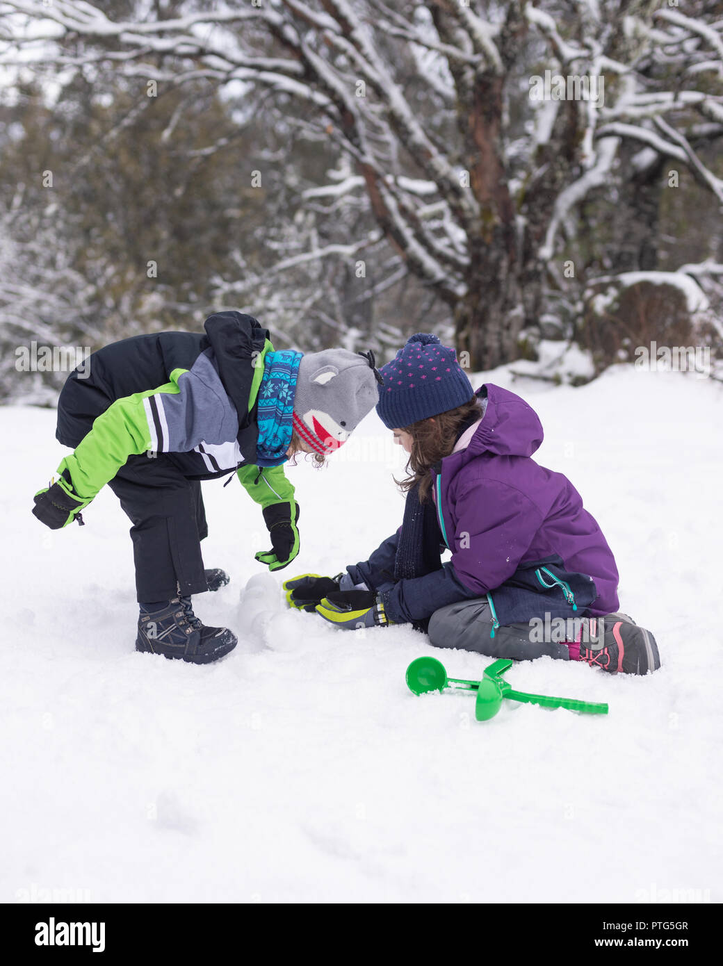 Children throwing snowballs hi-res stock photography and images - Alamy