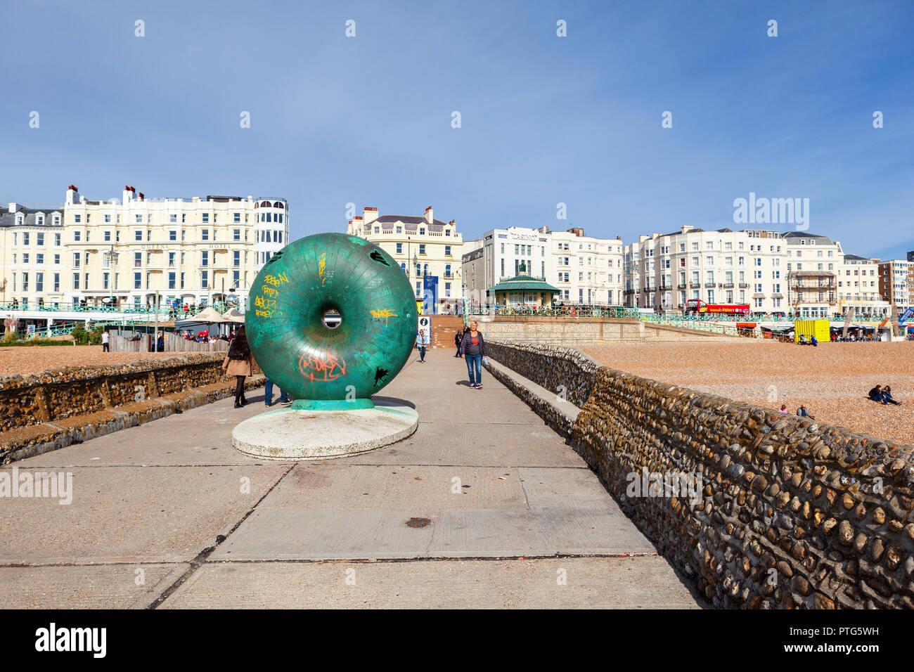 Brighton, England, October 07, 2018. View of Brighton beach behing the ...