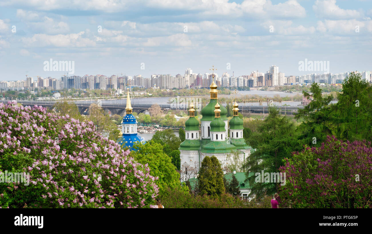 Spring View to the left bank of the Kiev city Stock Photo - Alamy