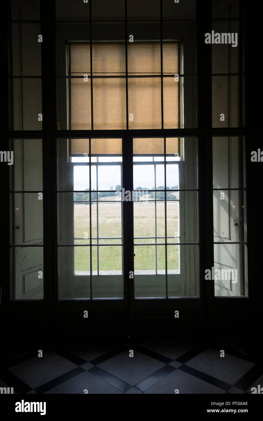Stately home window interior with blind Stock Photo - Alamy