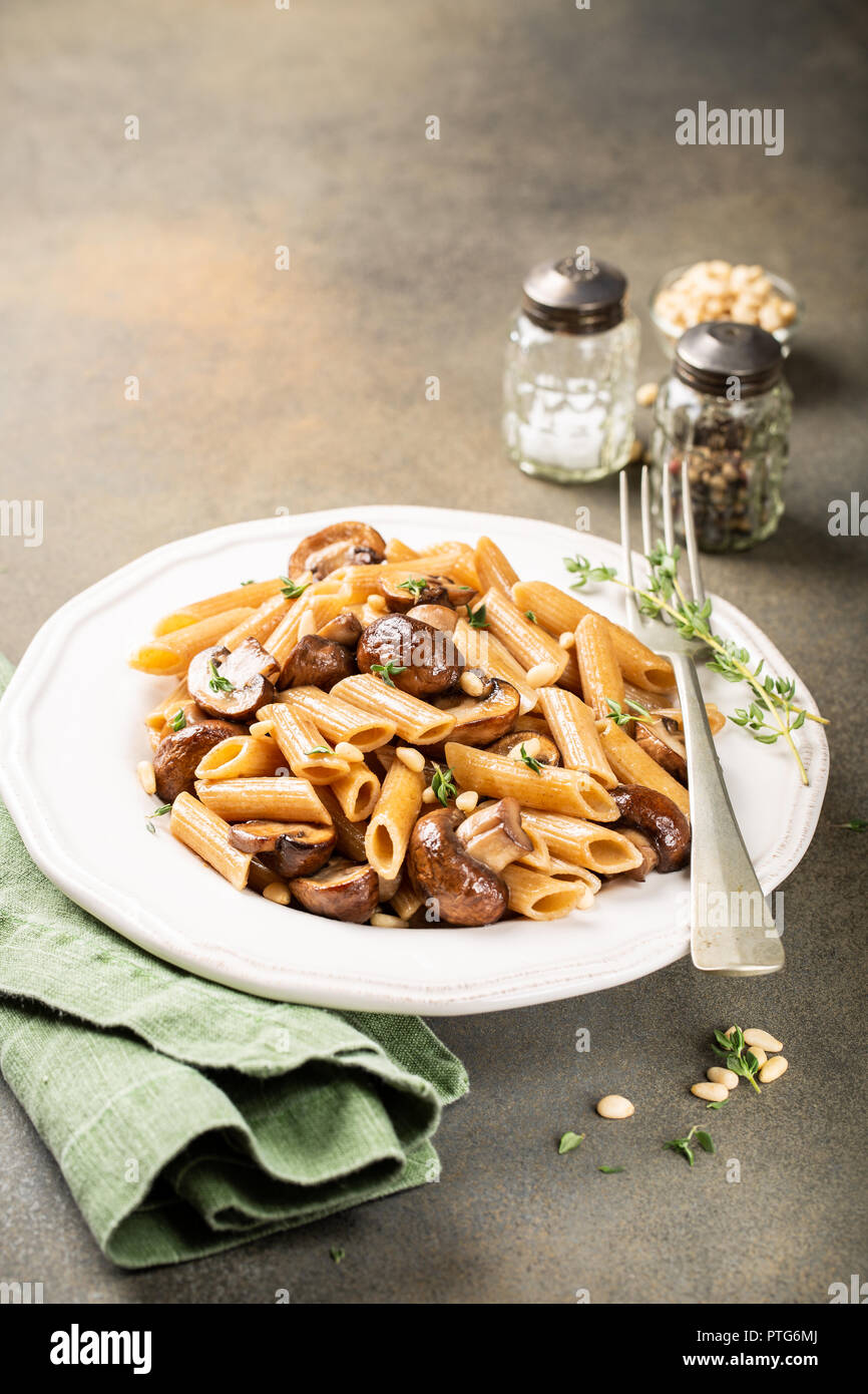 Homemade whole grain pasta penne Stock Photo - Alamy