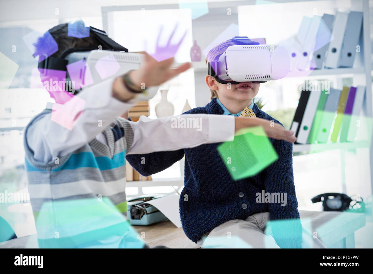 Business people using virtual reality simulators Stock Photo - Alamy