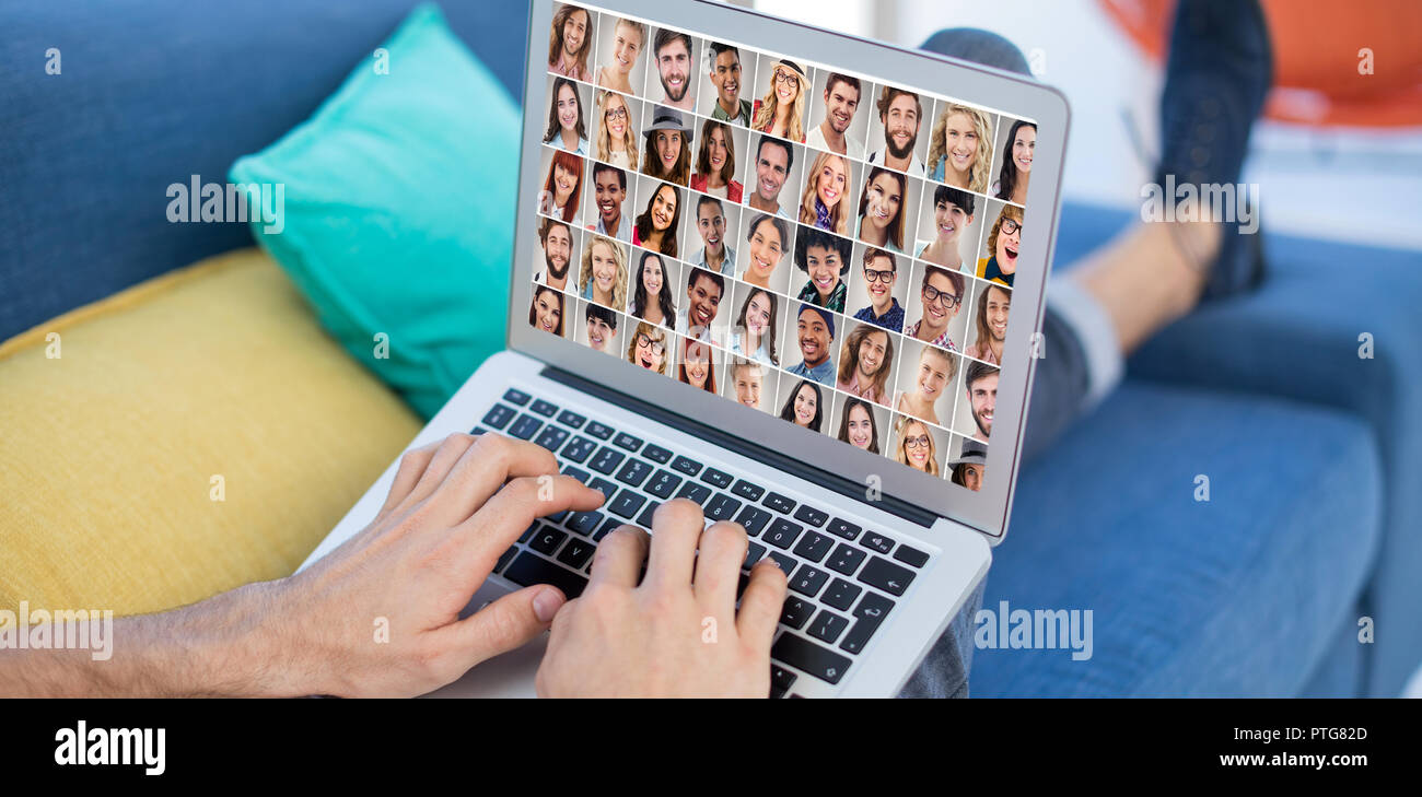 Composite image of people collage portrait very wide Stock Photo - Alamy