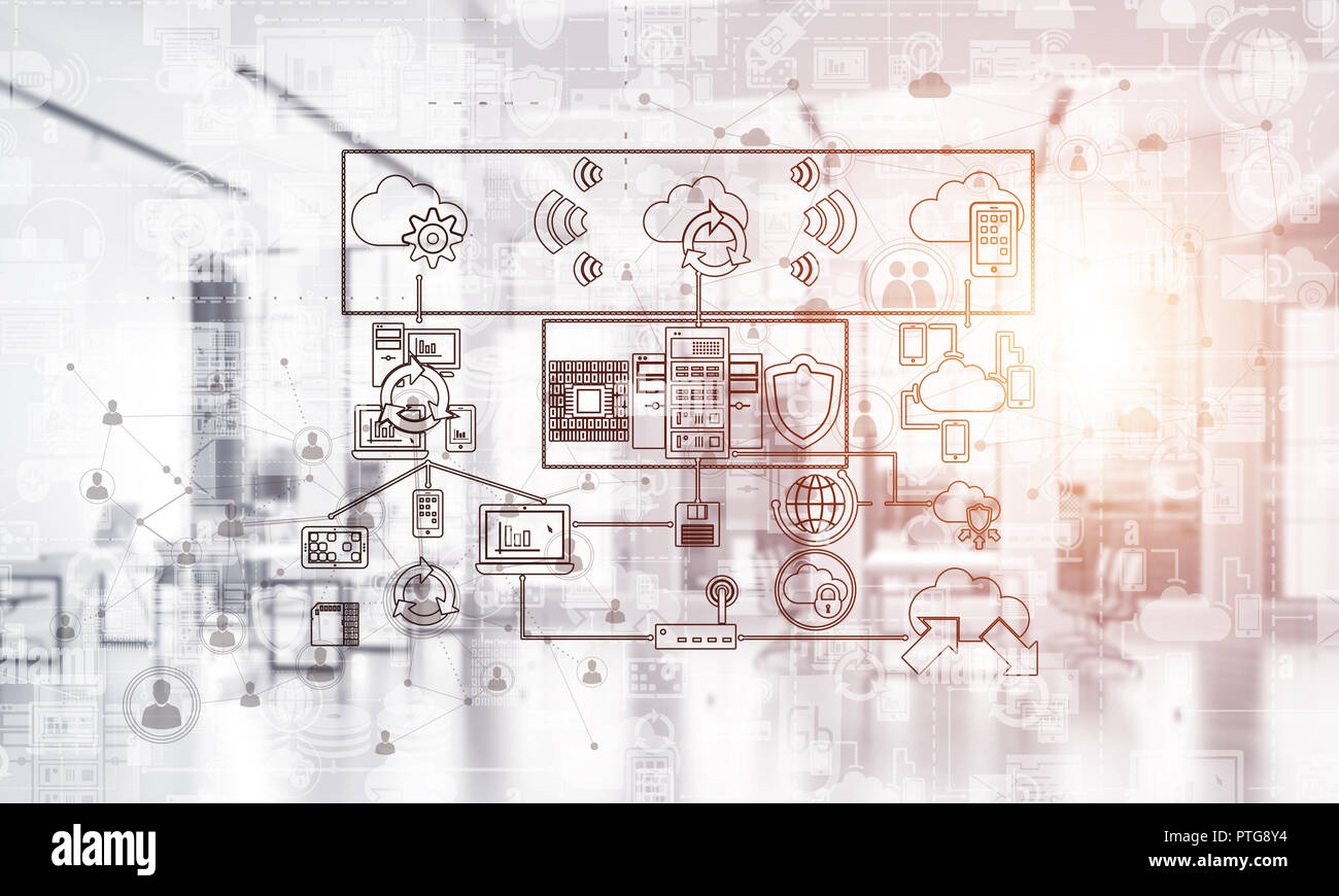 Technology background image with media interface as connection and ...