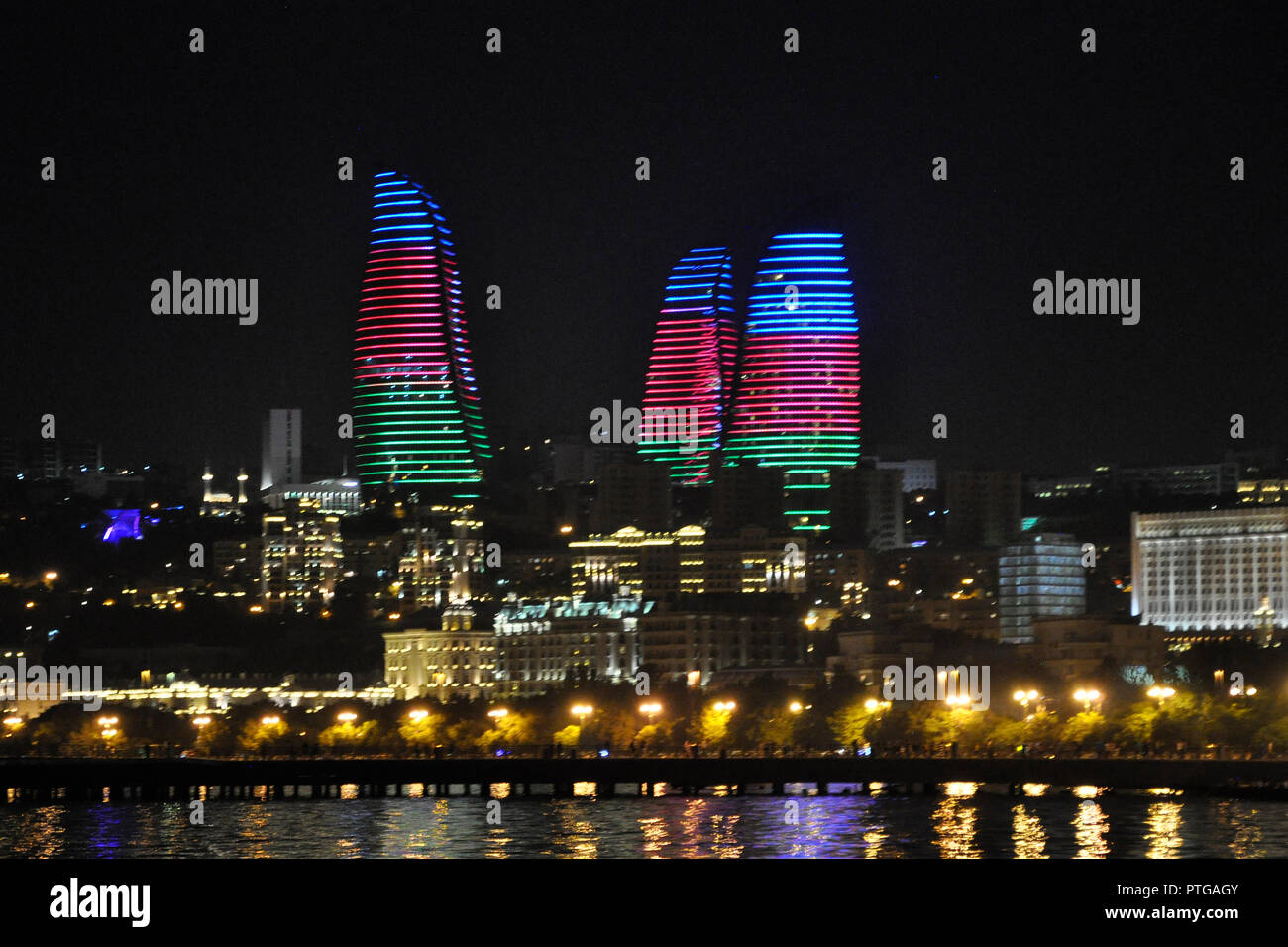 Azerbaijan, Baku, Flame towers Stock Photo - Alamy