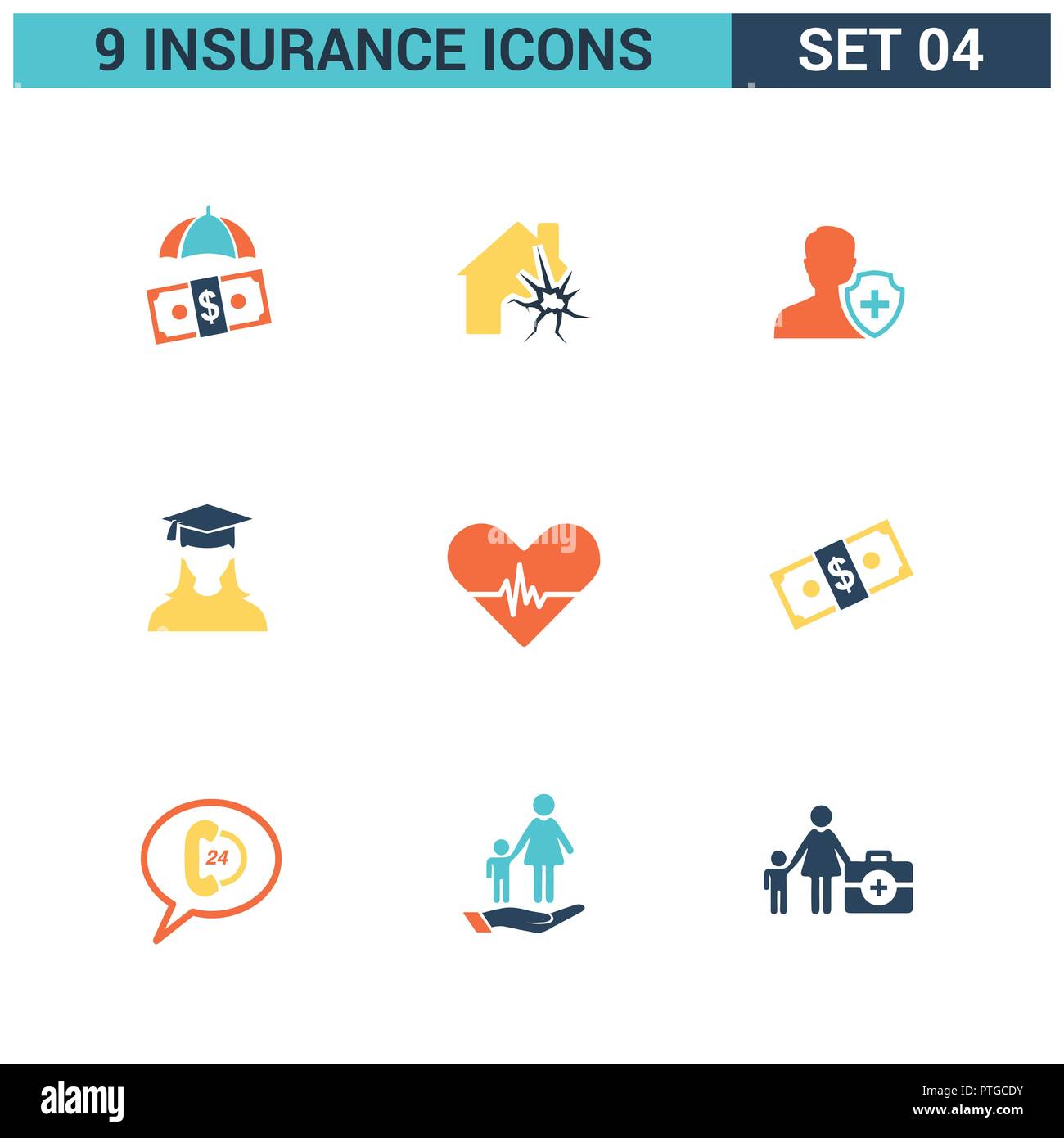 Insurance icons set vector Stock Vector Image & Art - Alamy