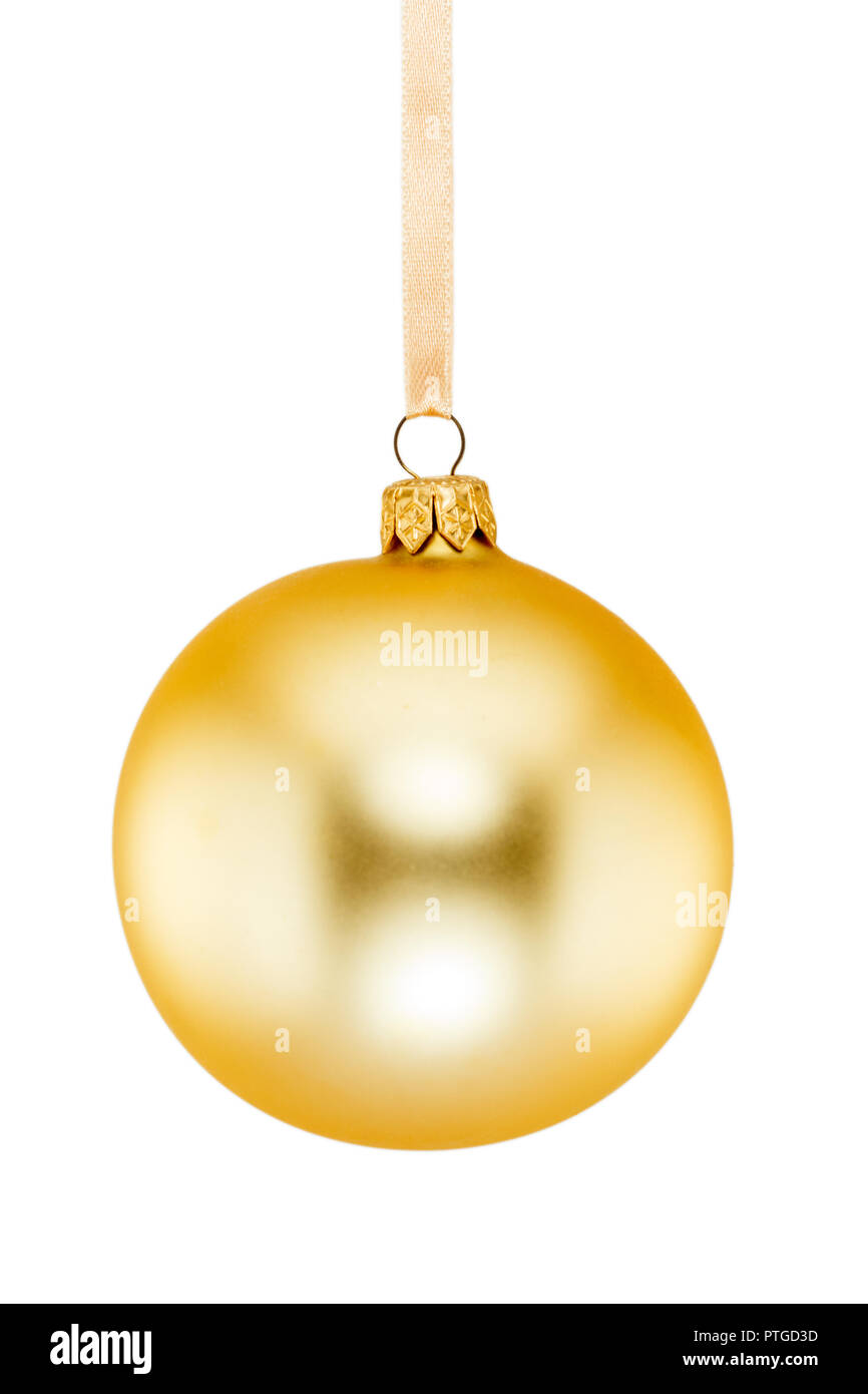 Yellow Christmas ball isolated on white background. Christmas and New ...