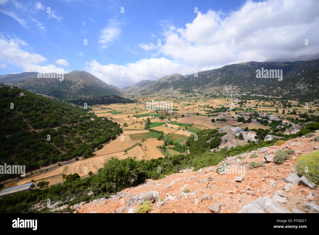 Crete mountains landscape with fields of wheat. Greece Stock Photo - Alamy