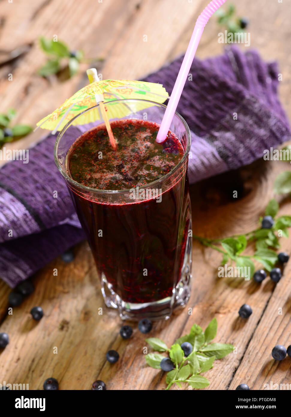 Wild blueberries juice Stock Photo - Alamy