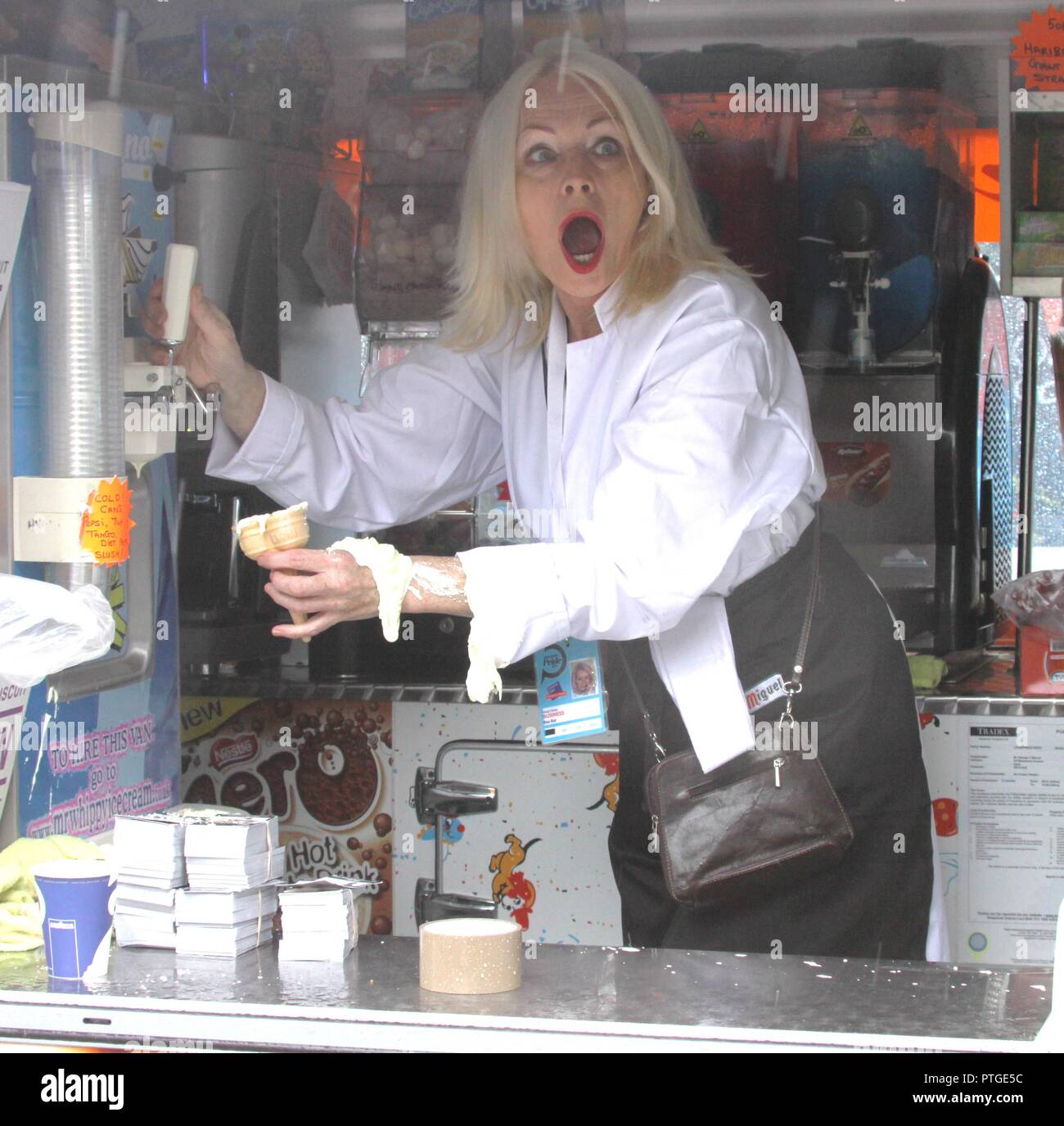 Manchester,Uk Actress Margi Clarke spotted working in a ice cream van ...