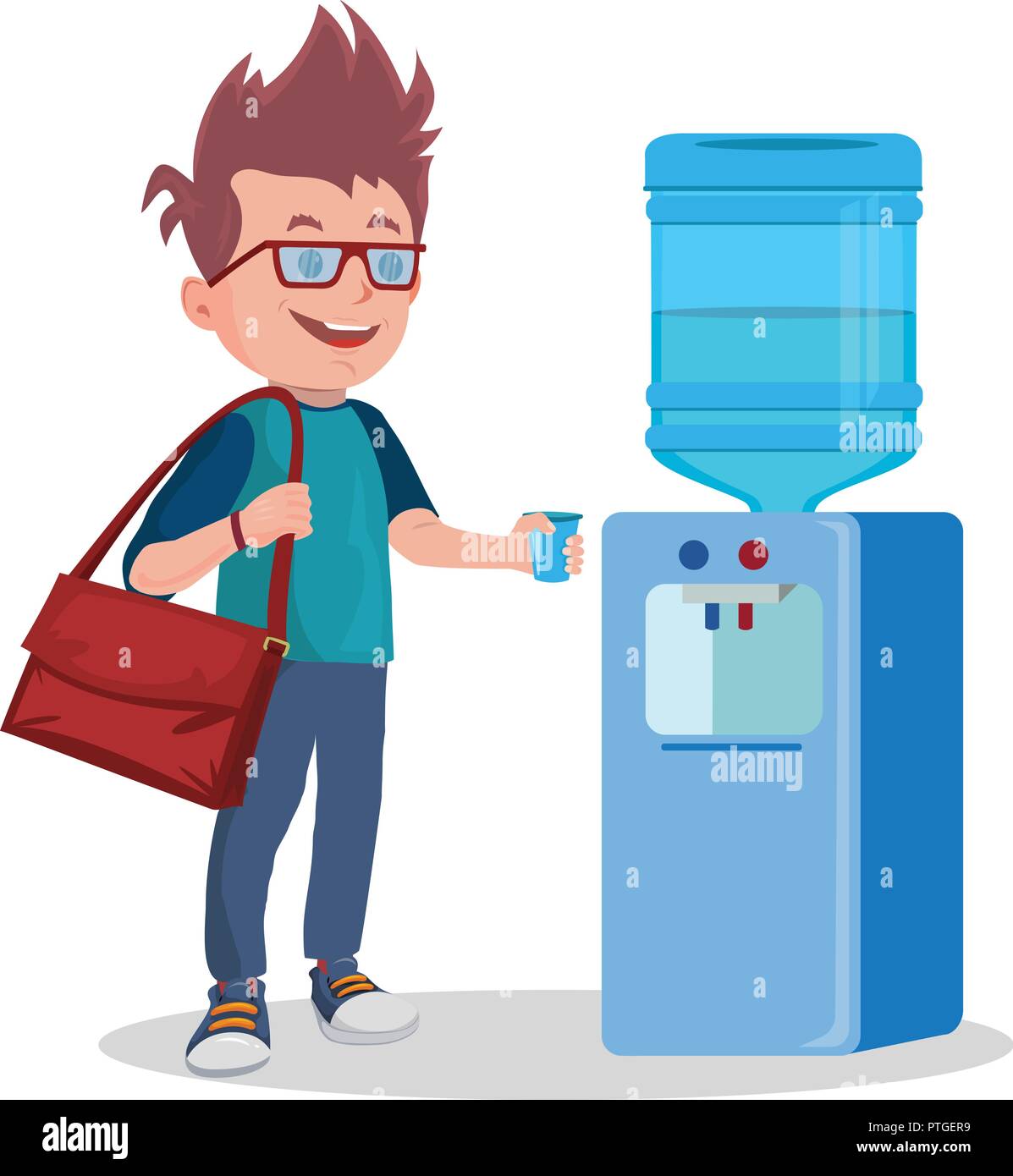 Vector Water Cooler and man with cup Stock Vector Image & Art - Alamy