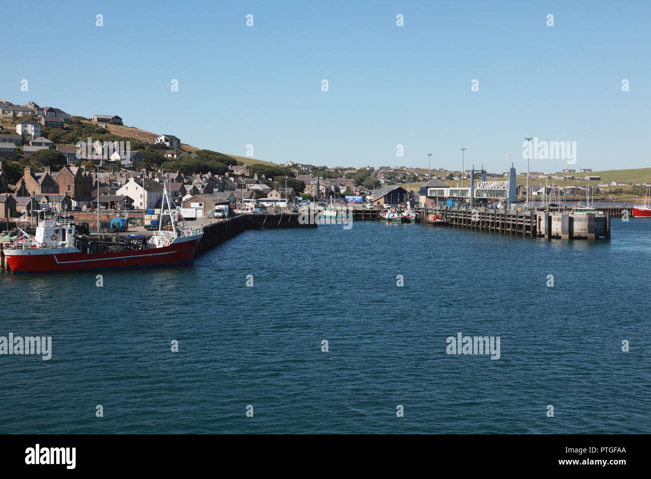 Stromness harbour, quay and jetty for the NorthLink car ferries with ...