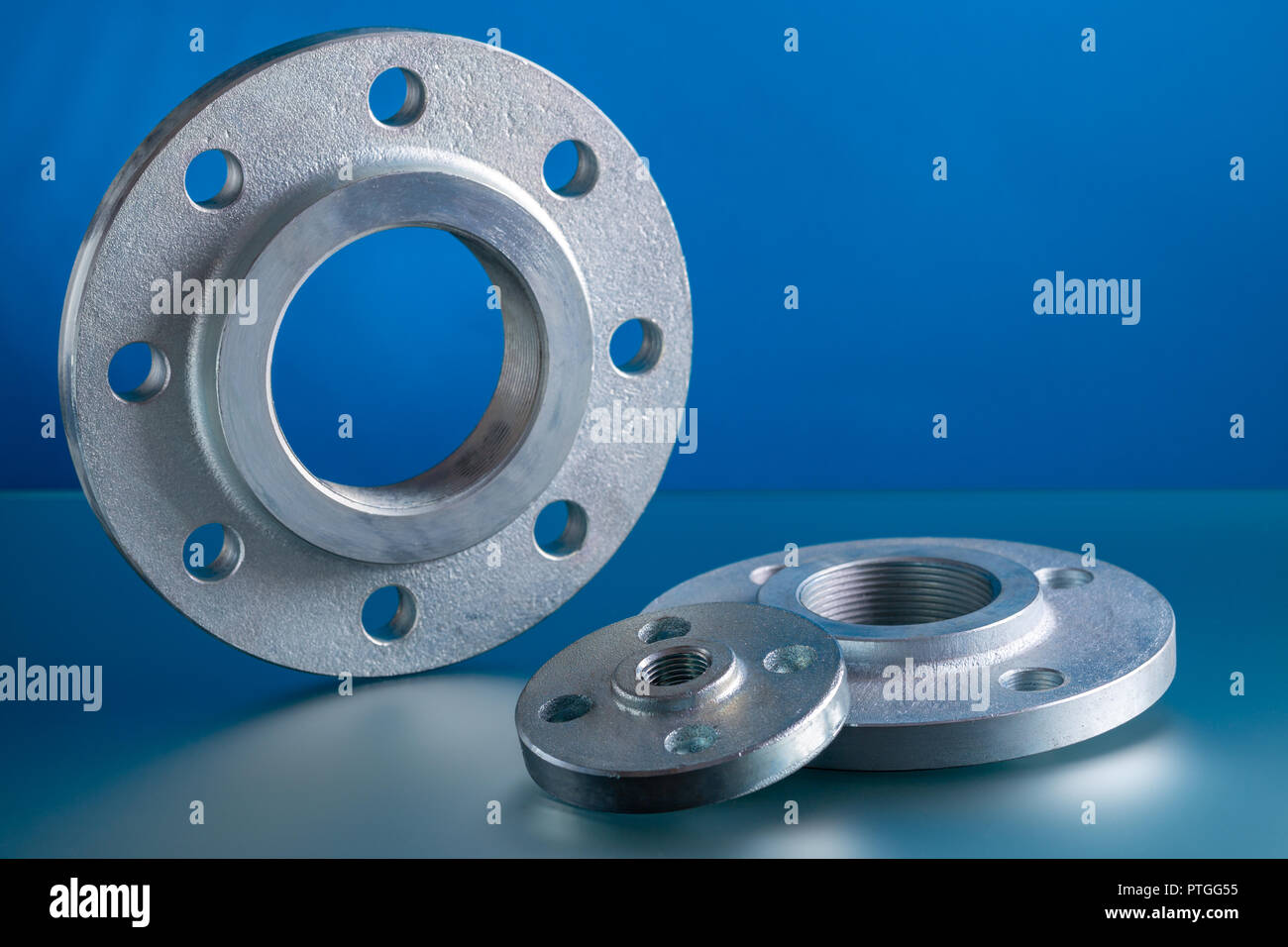 Hubbed threaded flanges, set of steel welding fittings Stock Photo - Alamy