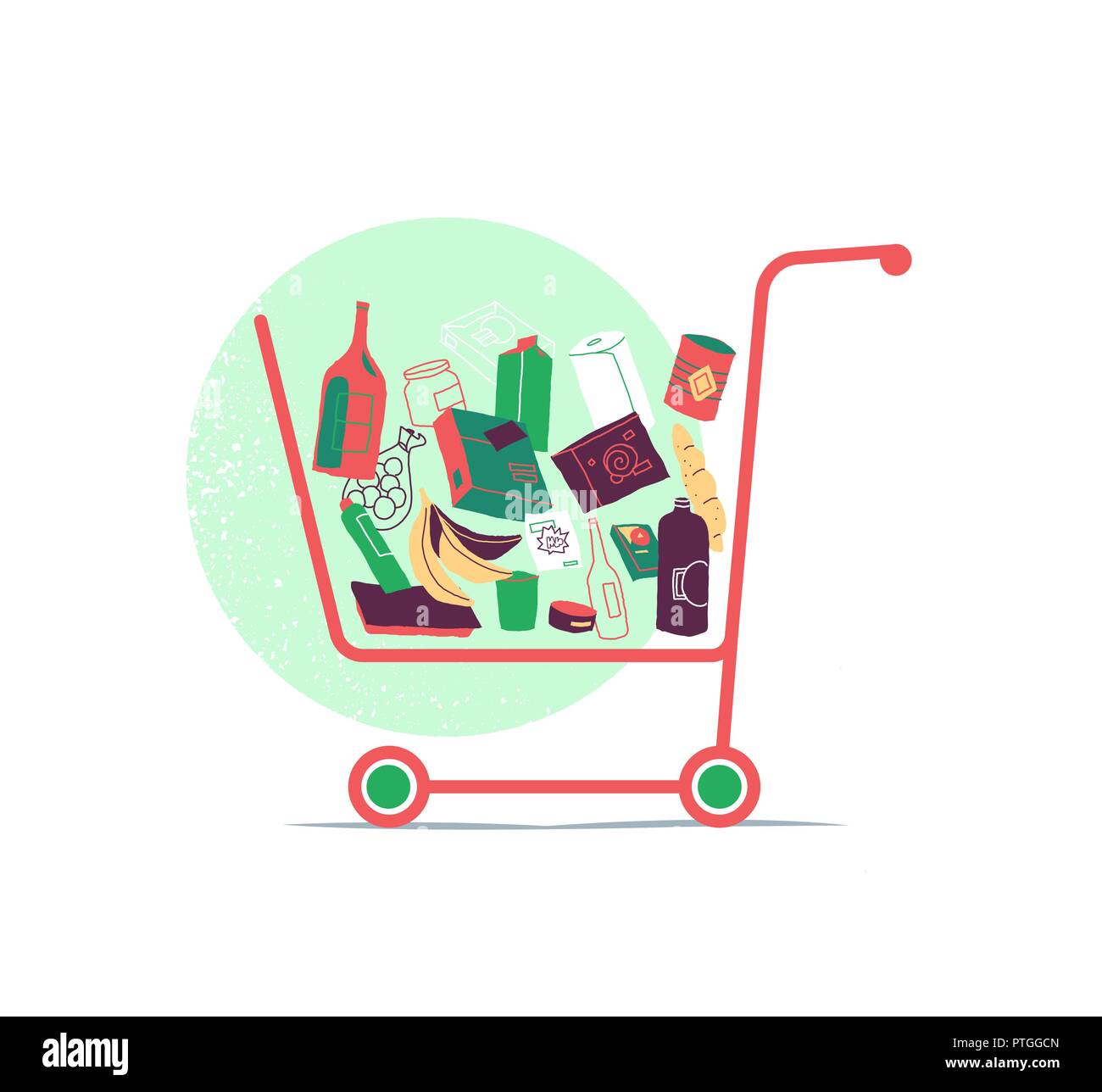 Shopping Cart with Many Products Inside Stock Vector Image & Art - Alamy