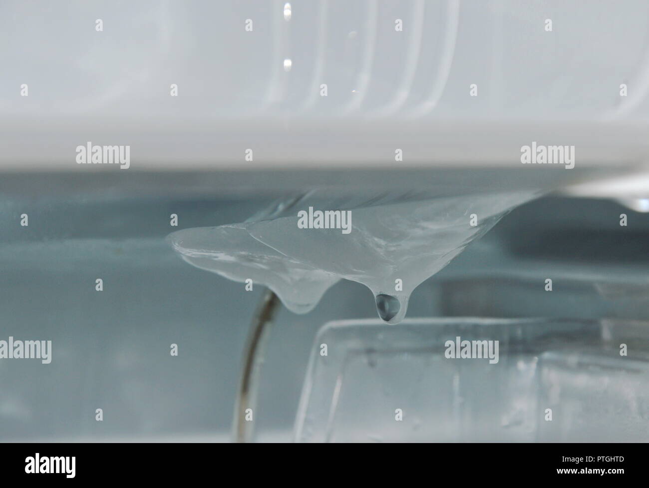 water drop from ice in refrigerator while defrost and cleaning Stock ...