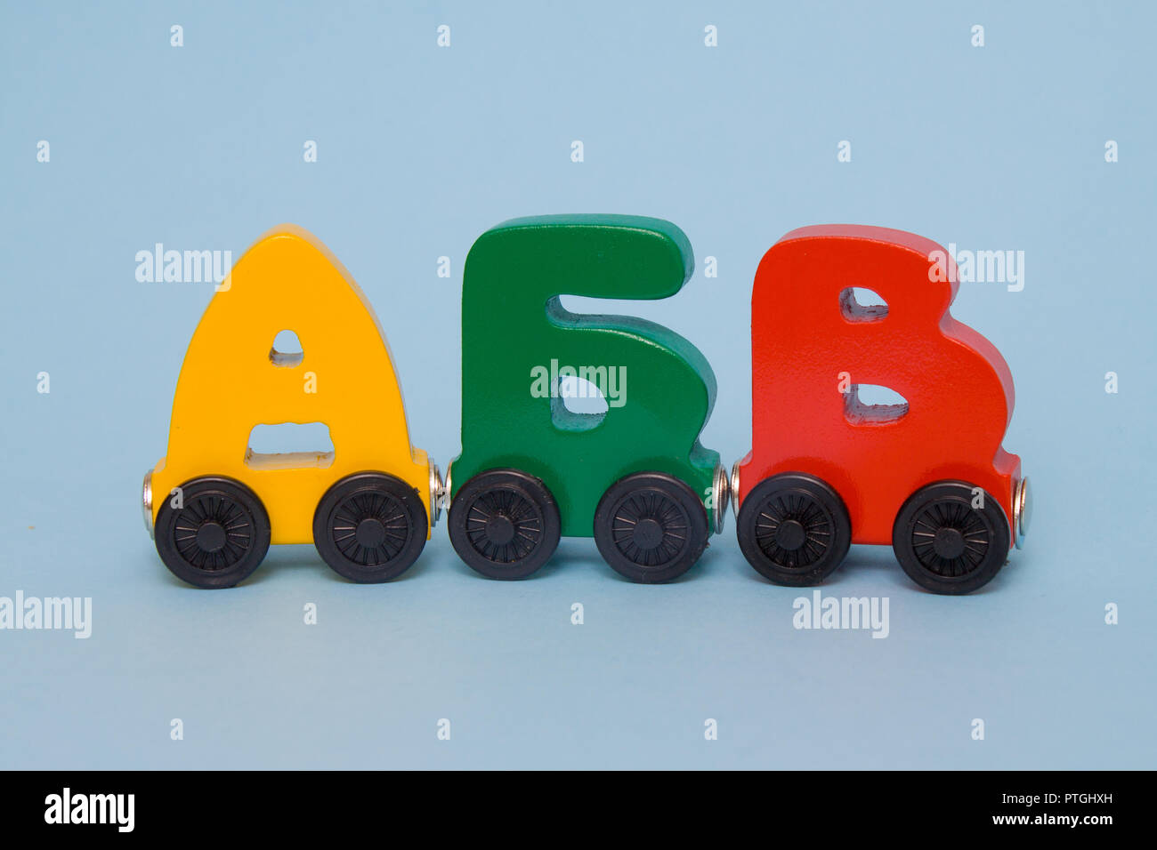 Russian wooden letters train alphabet with locomotive. Bright colors of ...