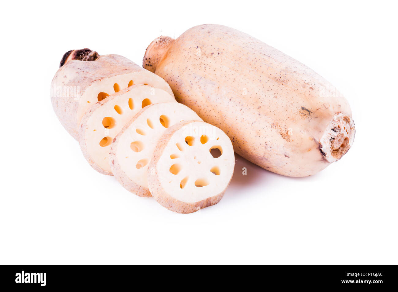 Lotus root on the white background. Natural and healthy food Stock ...