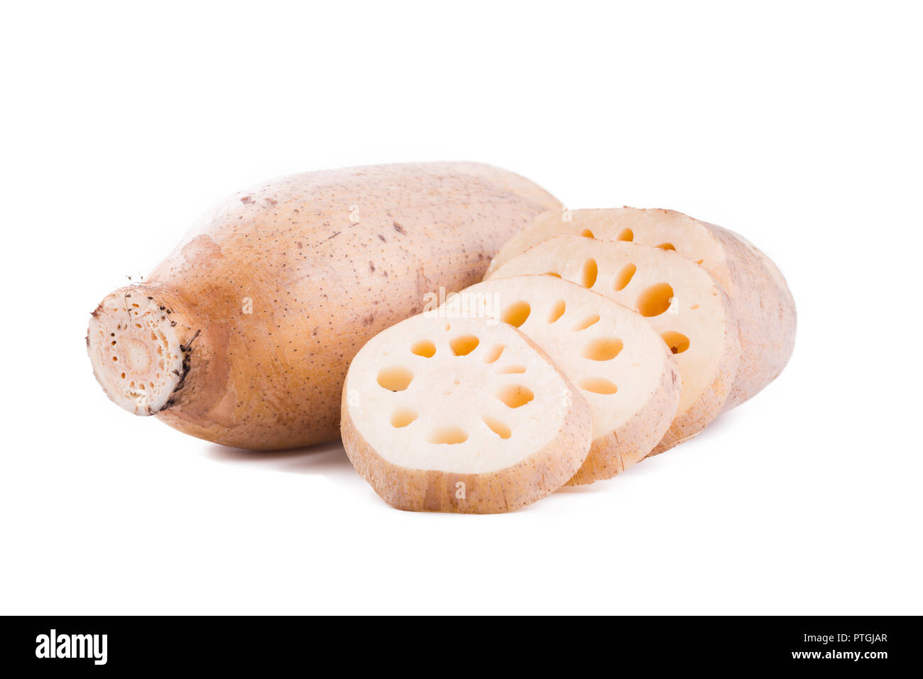 Lotus root on the white background. Natural and healthy food Stock ...