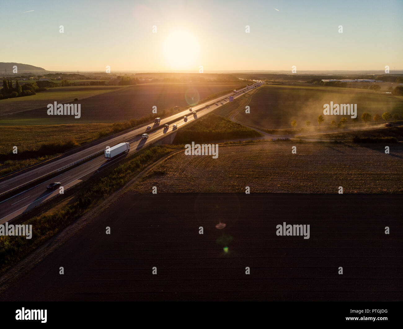 Aerial view straight highway road hi-res stock photography and images ...