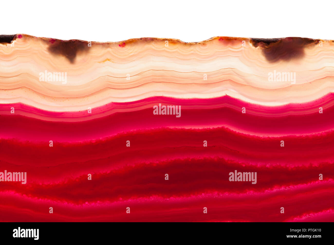 Abstract background - red agate slice mineral isolated on white ...