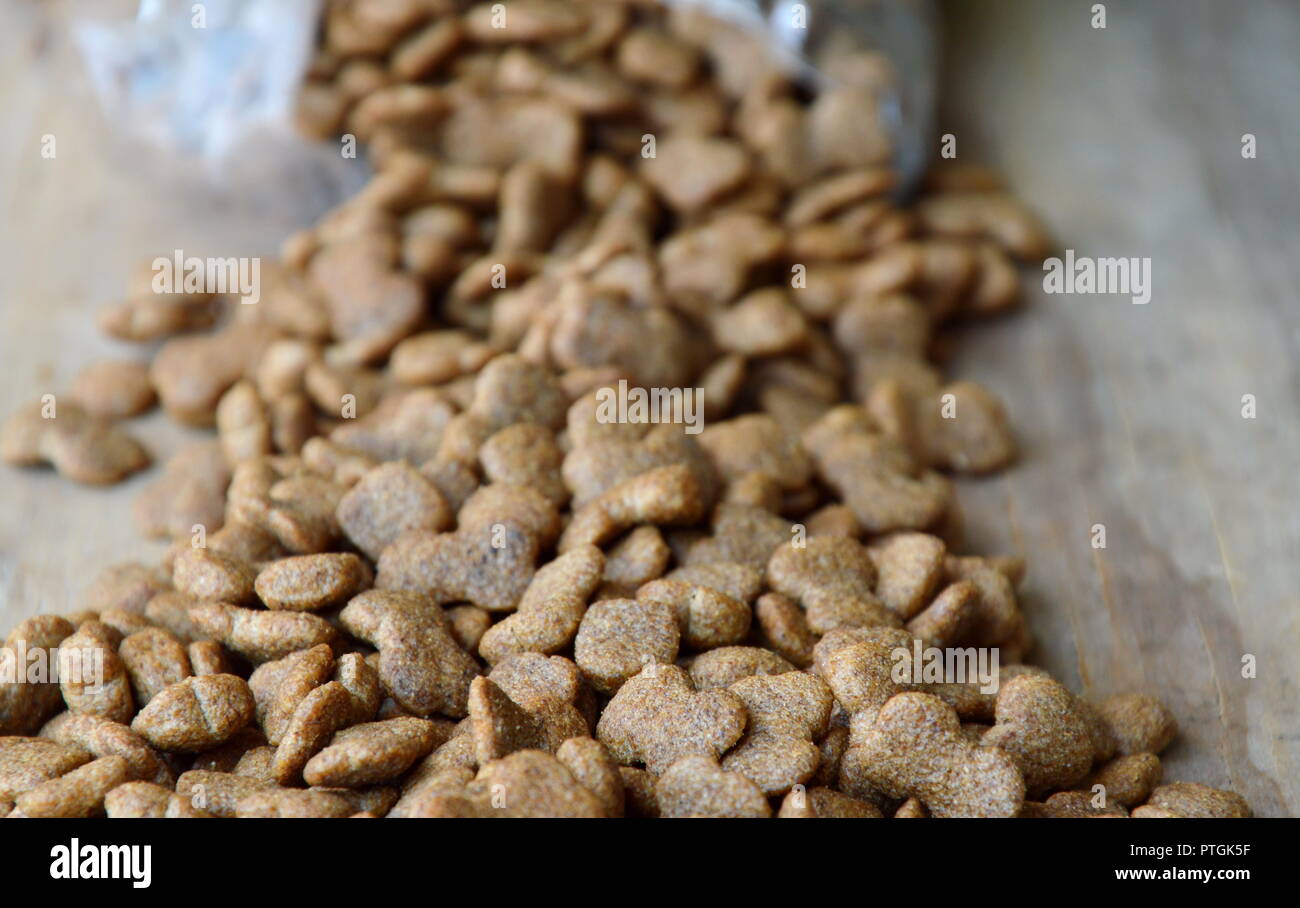 dog food pour from plastic bag Stock Photo - Alamy