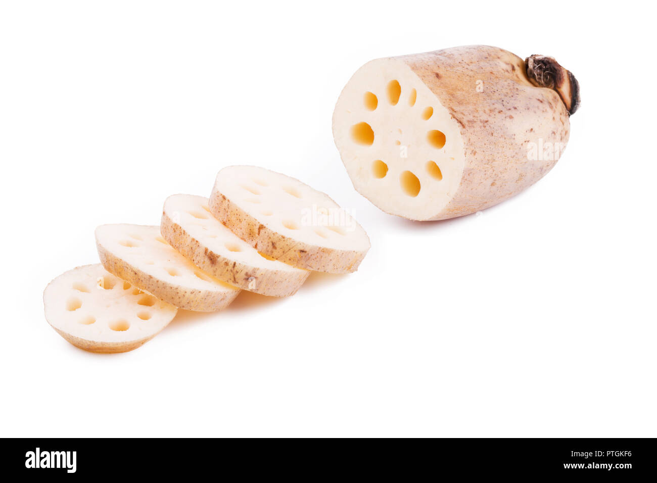 Lotus root on the white background. Natural and healthy food Stock ...
