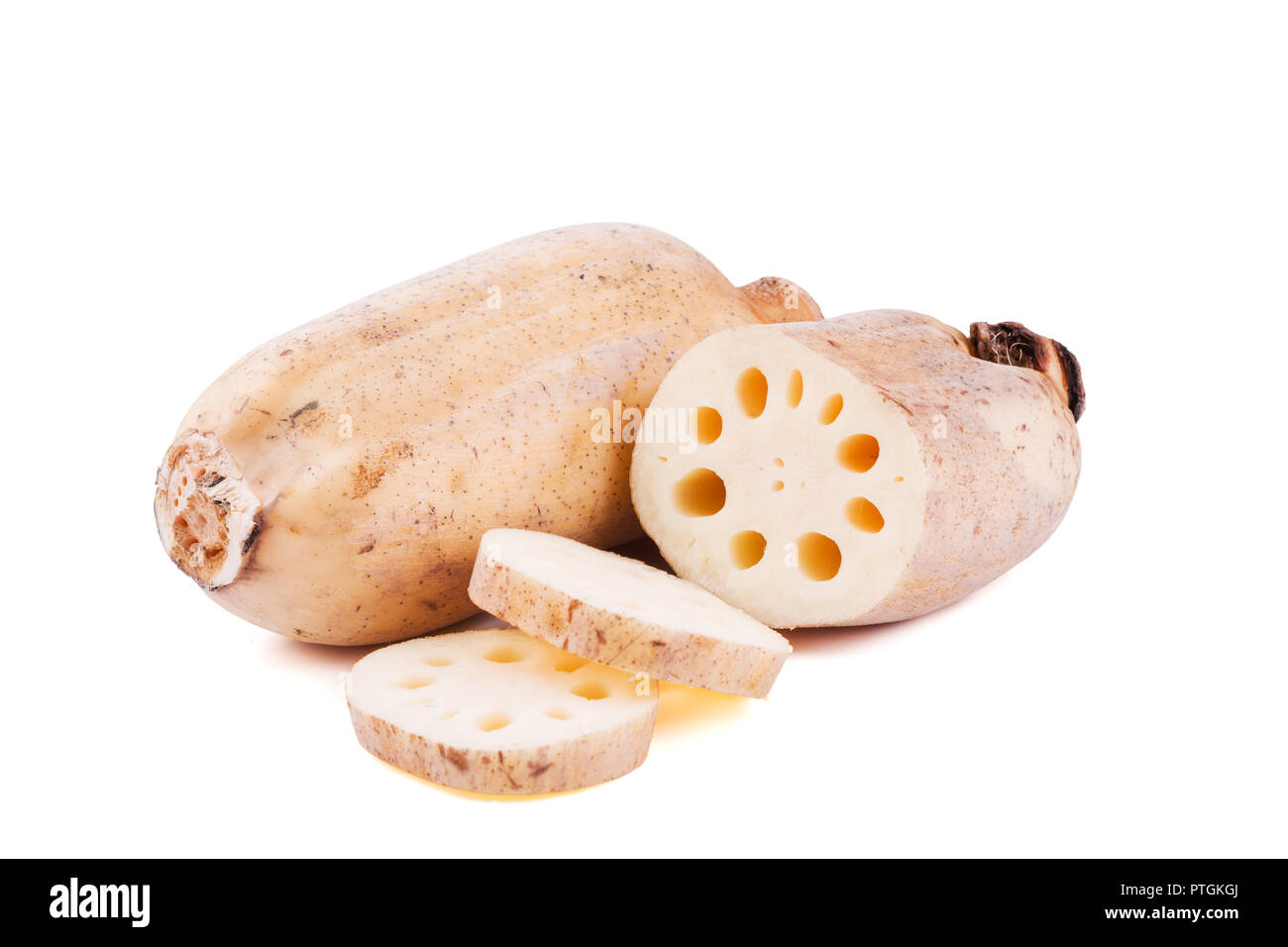 Lotus root on the white background. Natural and healthy food Stock ...