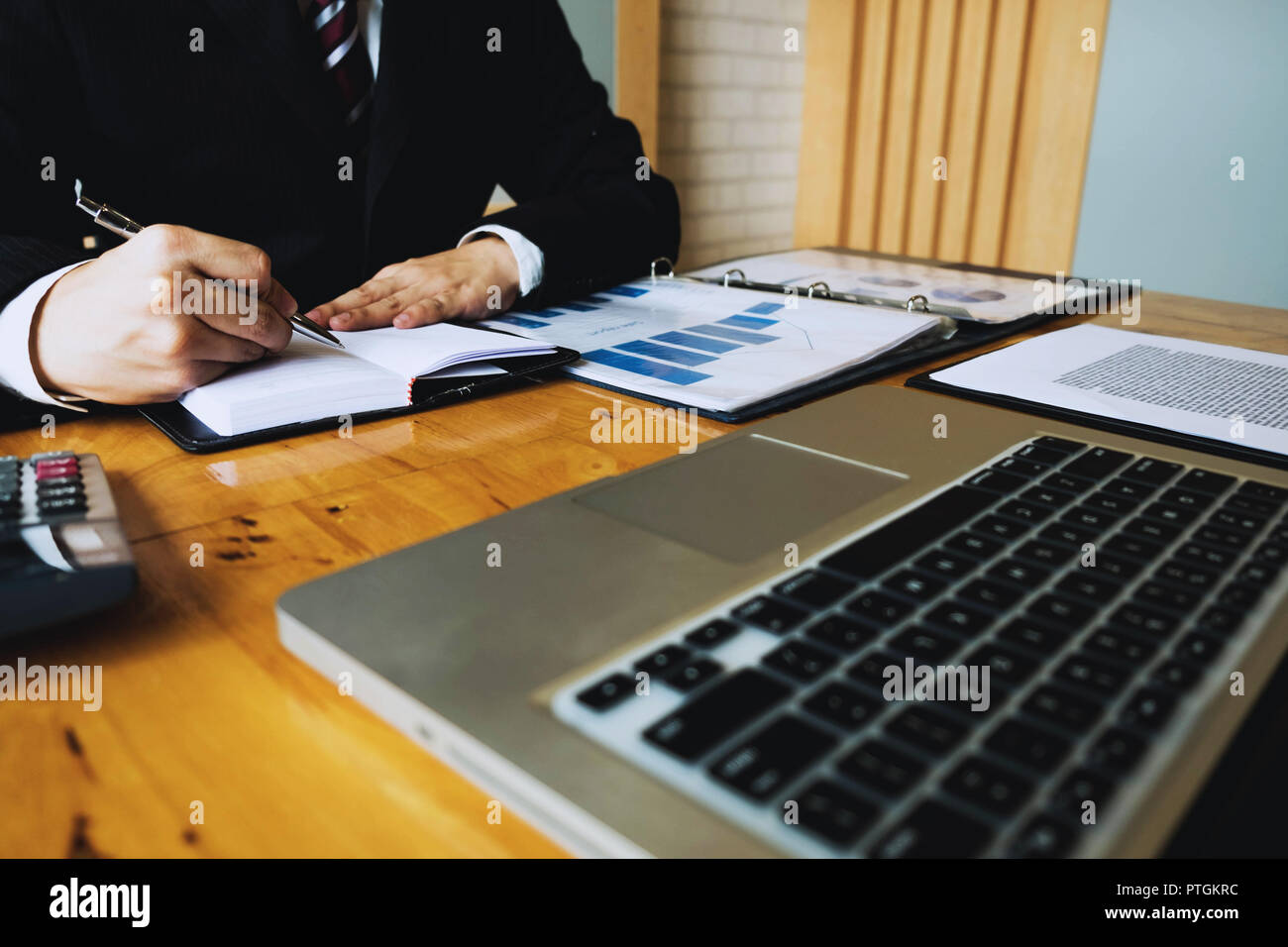 Businessman calculate Financial data analyzing counting .Business ...