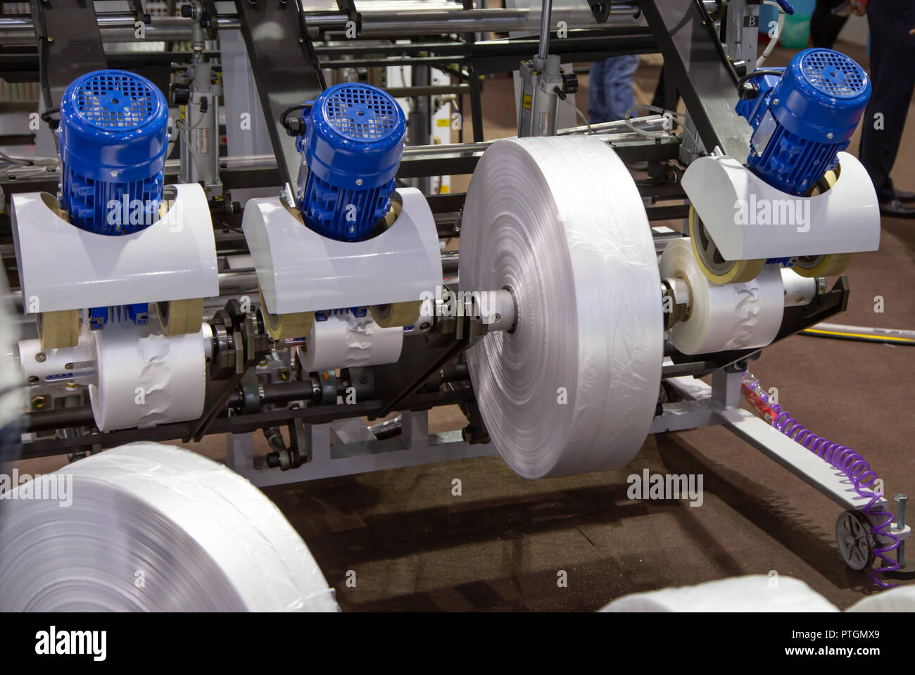 Extruder of polyethylene for industry process of plastic bag Stock ...