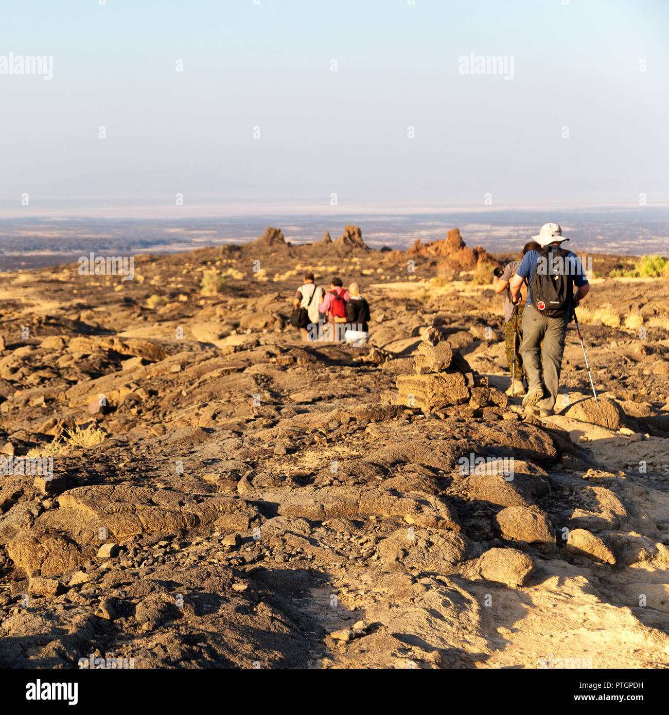 in danakil ethiopia africa the old backpacker people walking in the ...