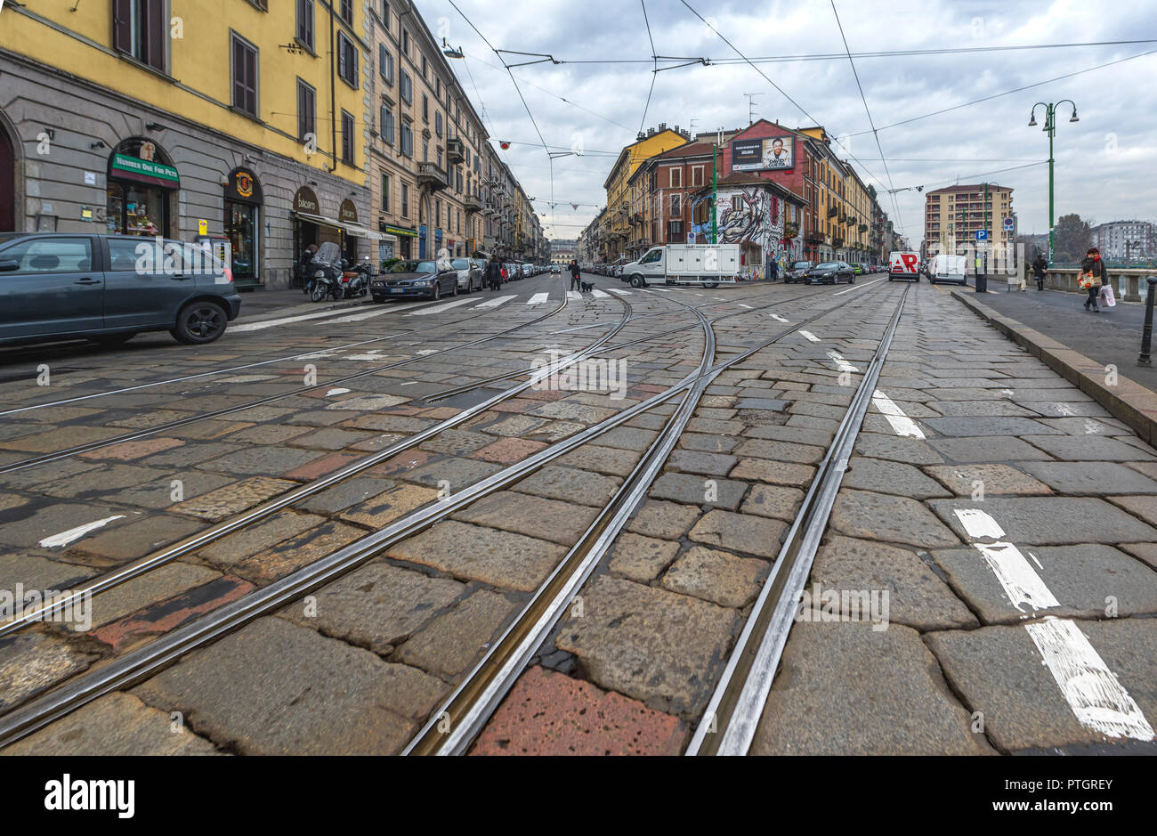 Tram rails hi-res stock photography and images - Alamy
