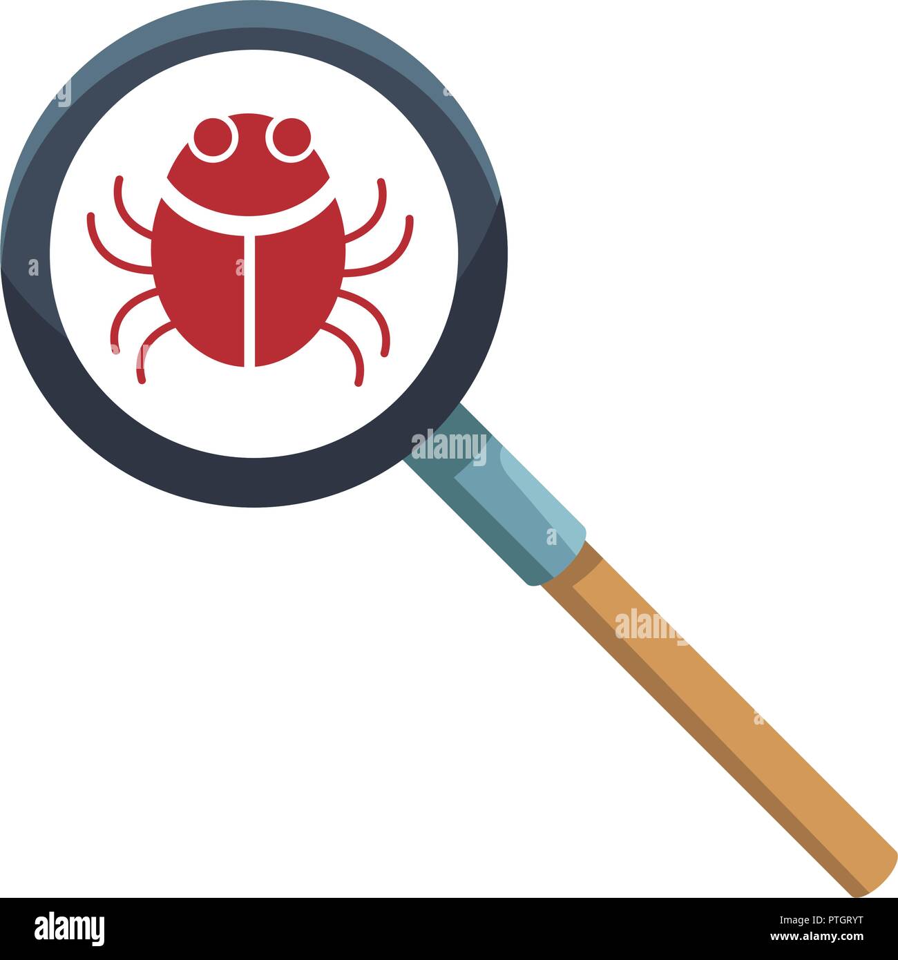 Bug on magnifying glass Stock Vector Image & Art - Alamy