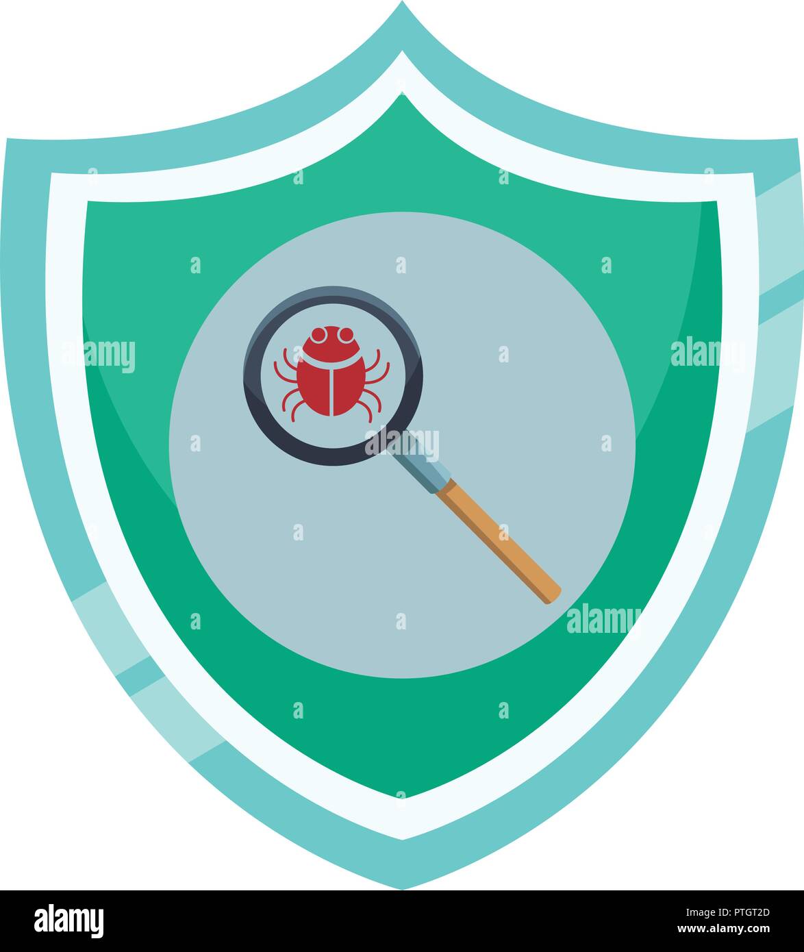 Bug on magnifying glass Stock Vector Image & Art - Alamy