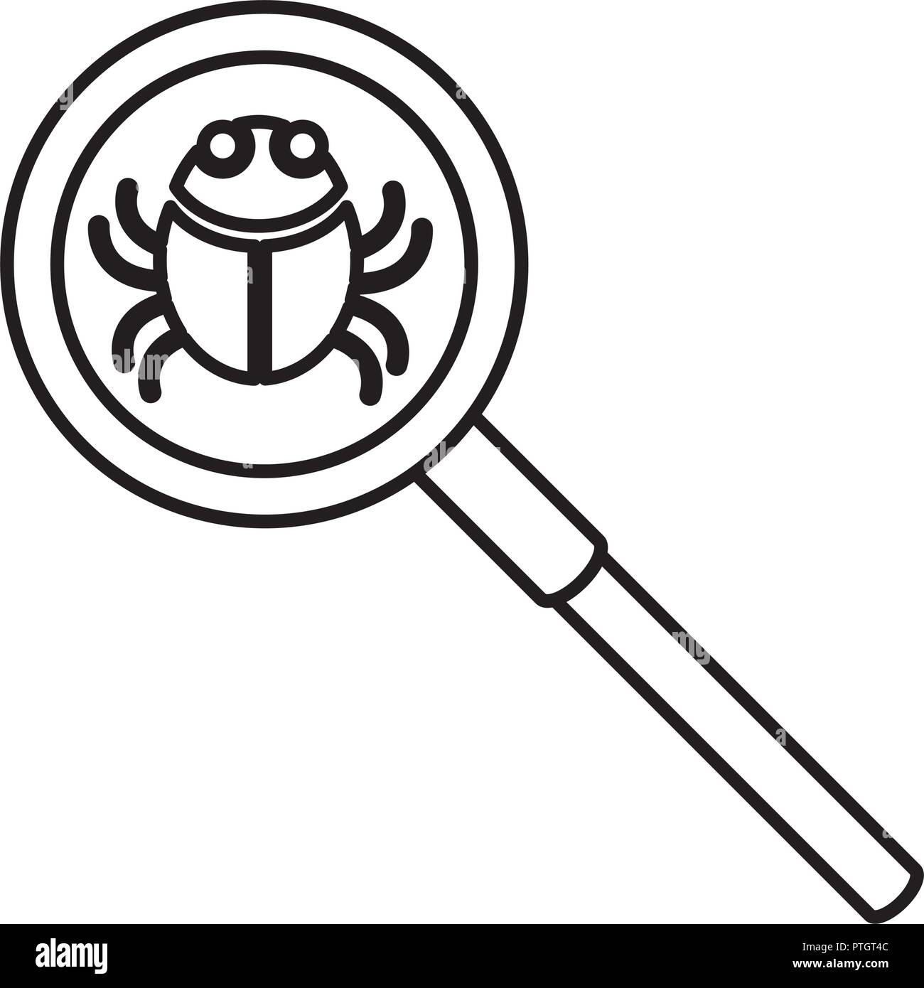 Bug on magnifying glass Stock Vector Image & Art - Alamy