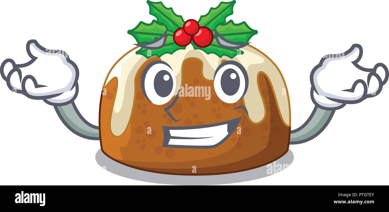 Grinning cartoon homemade christmas pudding with holly Stock Vector ...