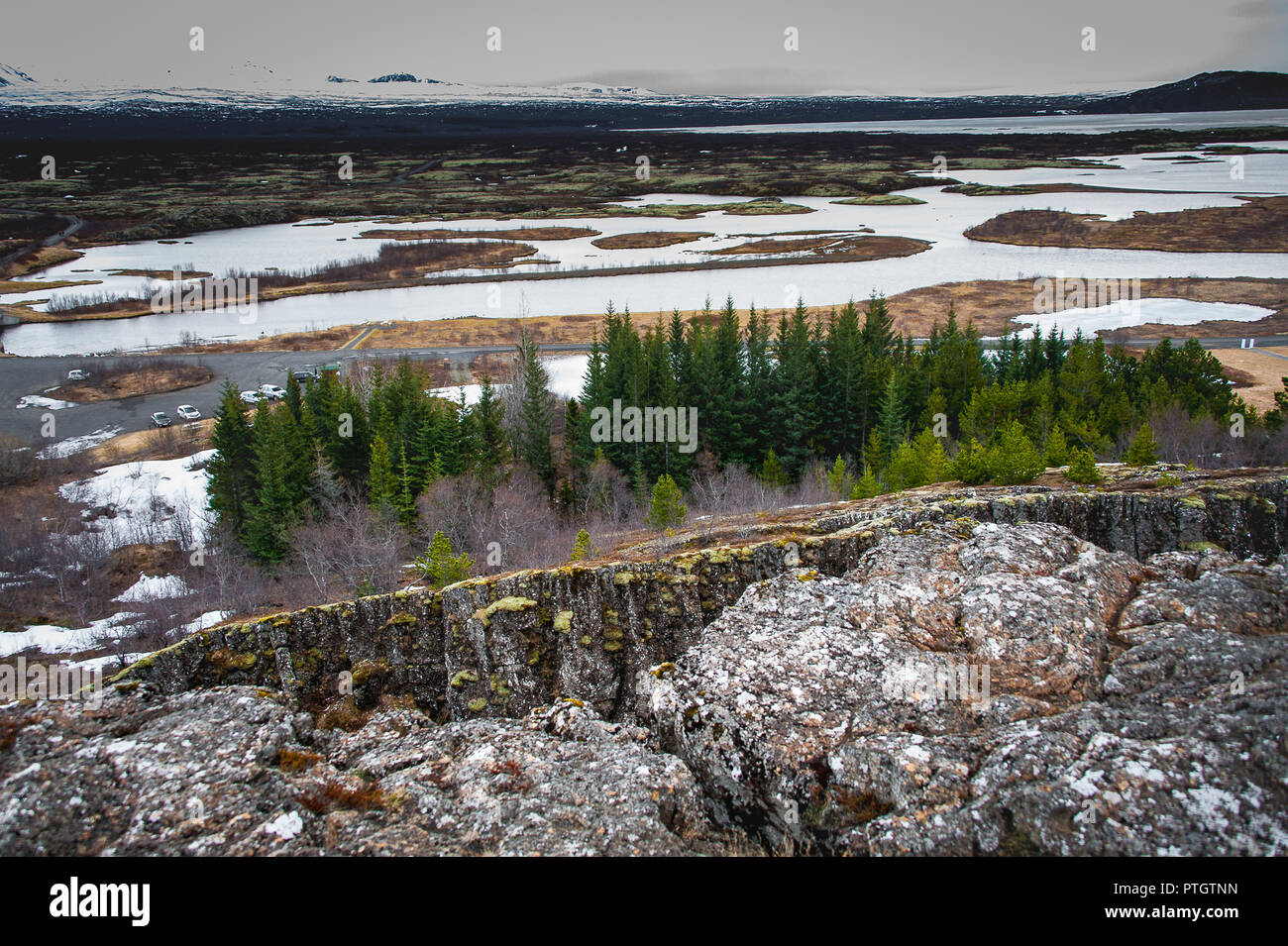 Tectonic plates collide in the Mid-Atlantic rift valley of Thingvellir ...