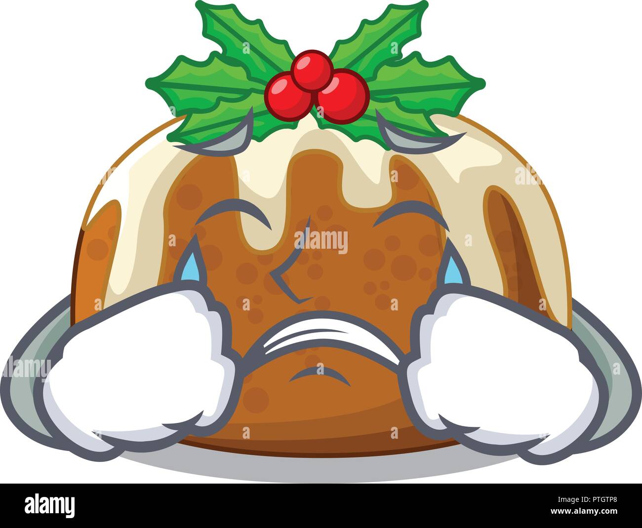 Crying christmas pudding on dinning table cartoon Stock Vector Image ...