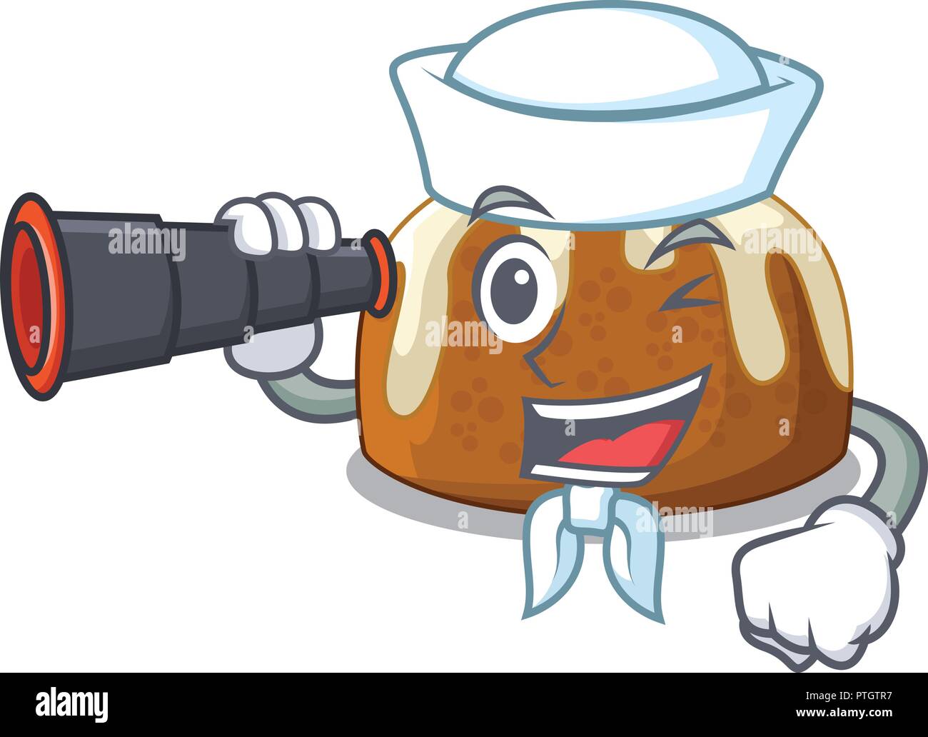 Sailor with binocular christmas pudding on dinning table cartoon Stock ...