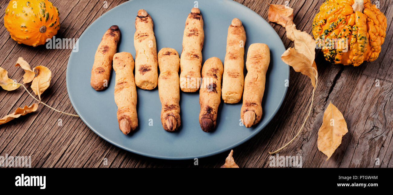 Homemade cookies in the form of terrible human finger Stock Photo - Alamy