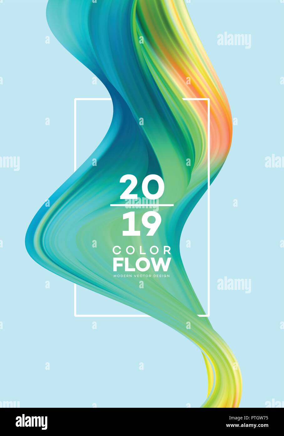 Modern colorful flow poster. Wave Liquid shape in color background. Art ...