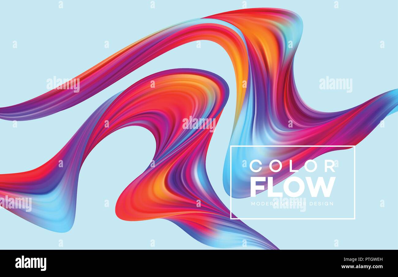 Modern colorful flow poster. Wave Liquid shape in color background. Art ...