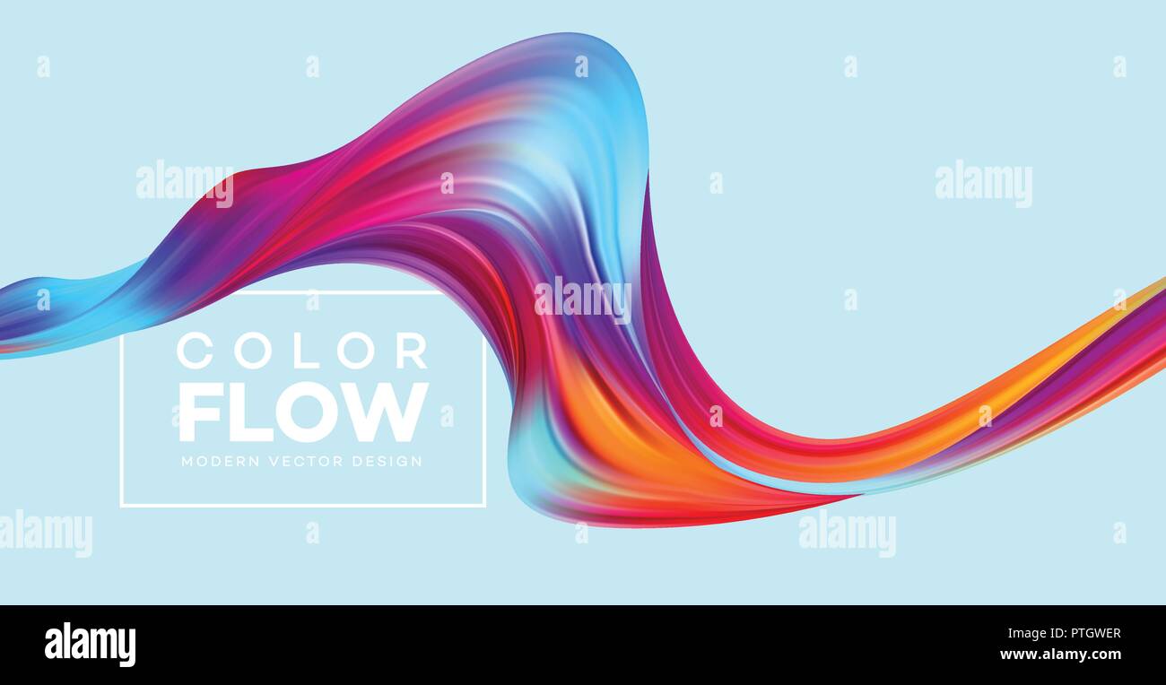 Modern colorful flow poster. Wave Liquid shape in color background. Art ...