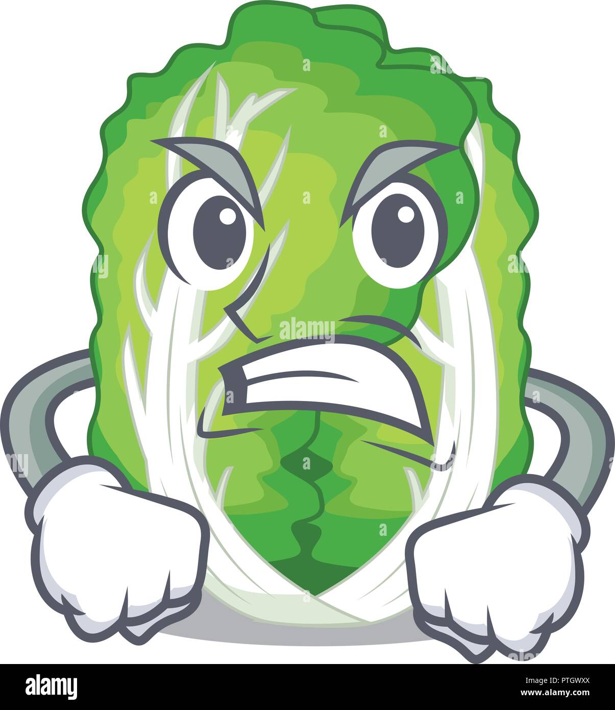 Angry cartoon fresh chinese cabbage vegetable in kitchen Stock Vector ...