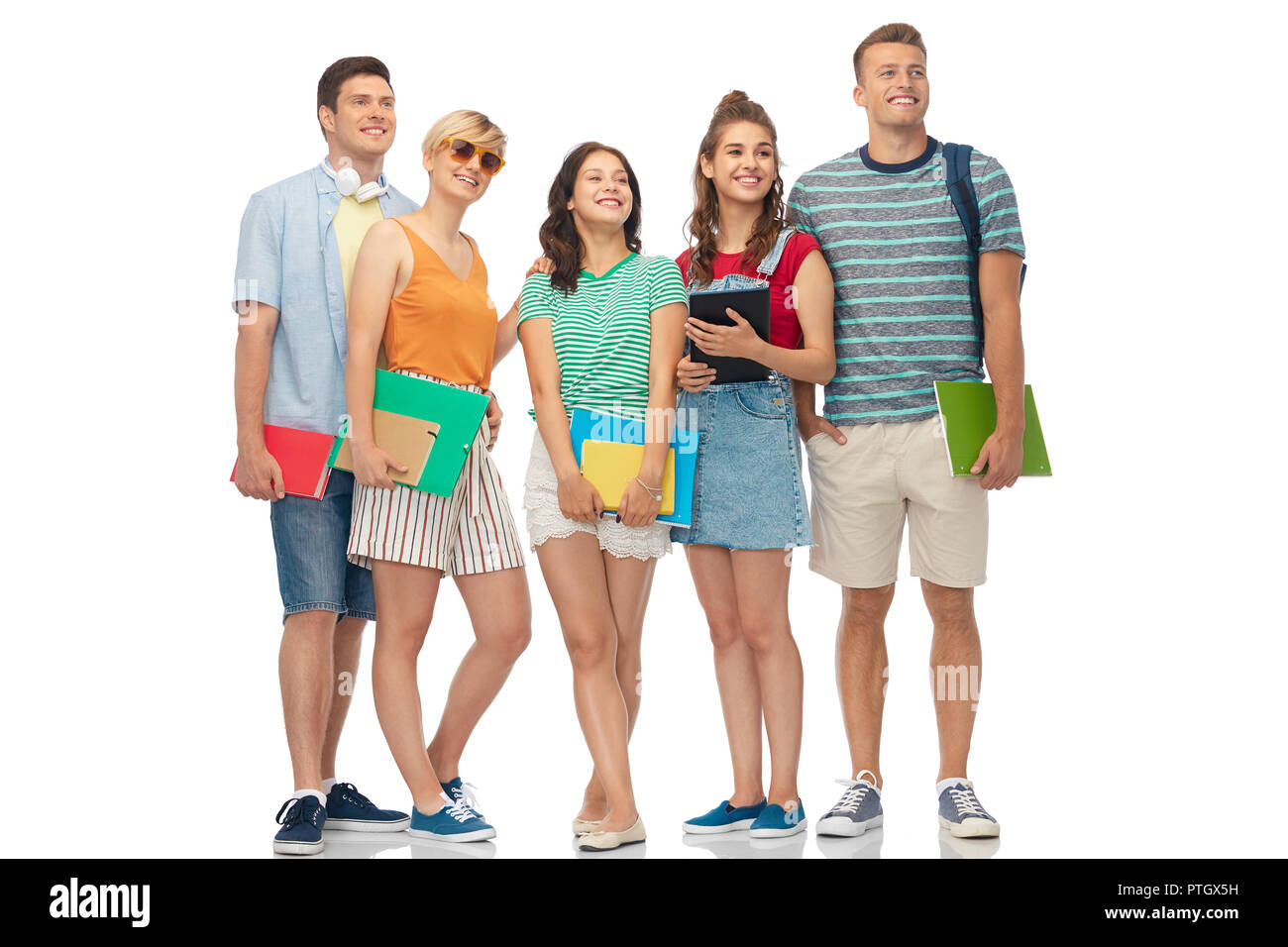 students with notebooks, books and folders Stock Photo - Alamy