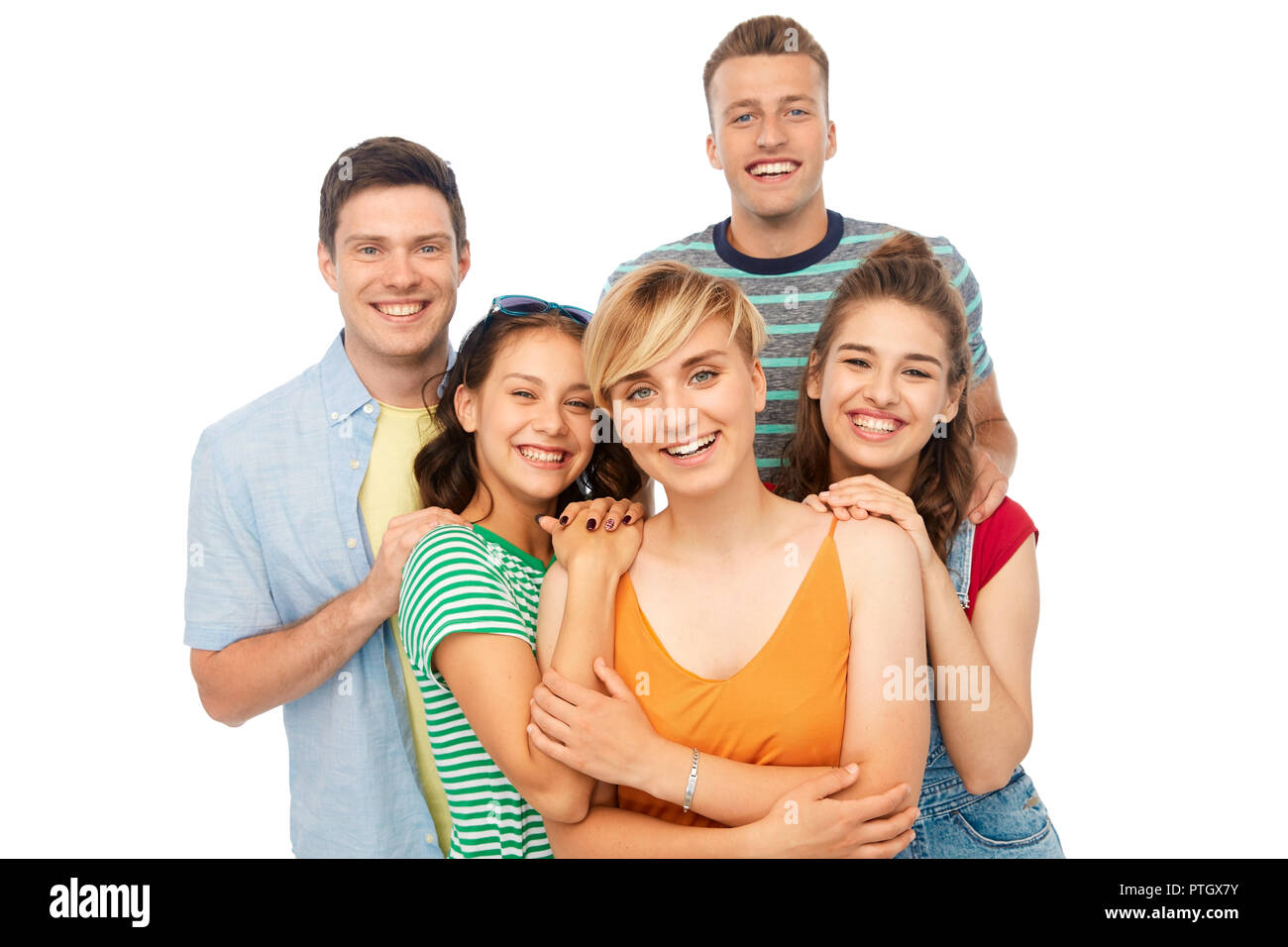 happy friends over white background Stock Photo - Alamy