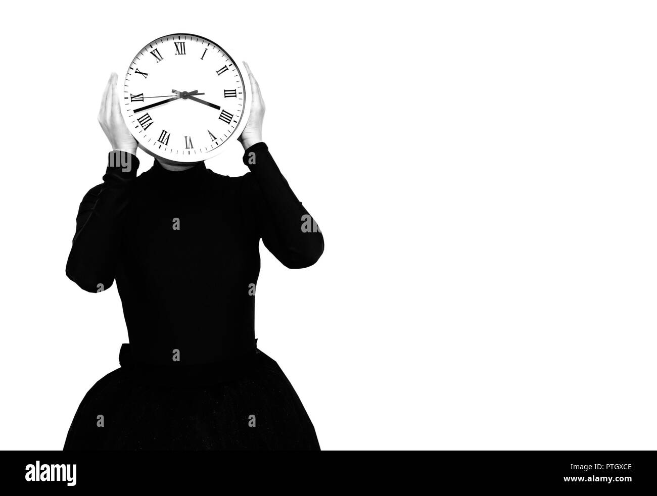 Woman clock time Black and White Stock Photos & Images - Alamy