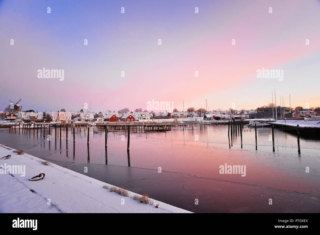 Beautiful harbor at winter Stock Photo - Alamy