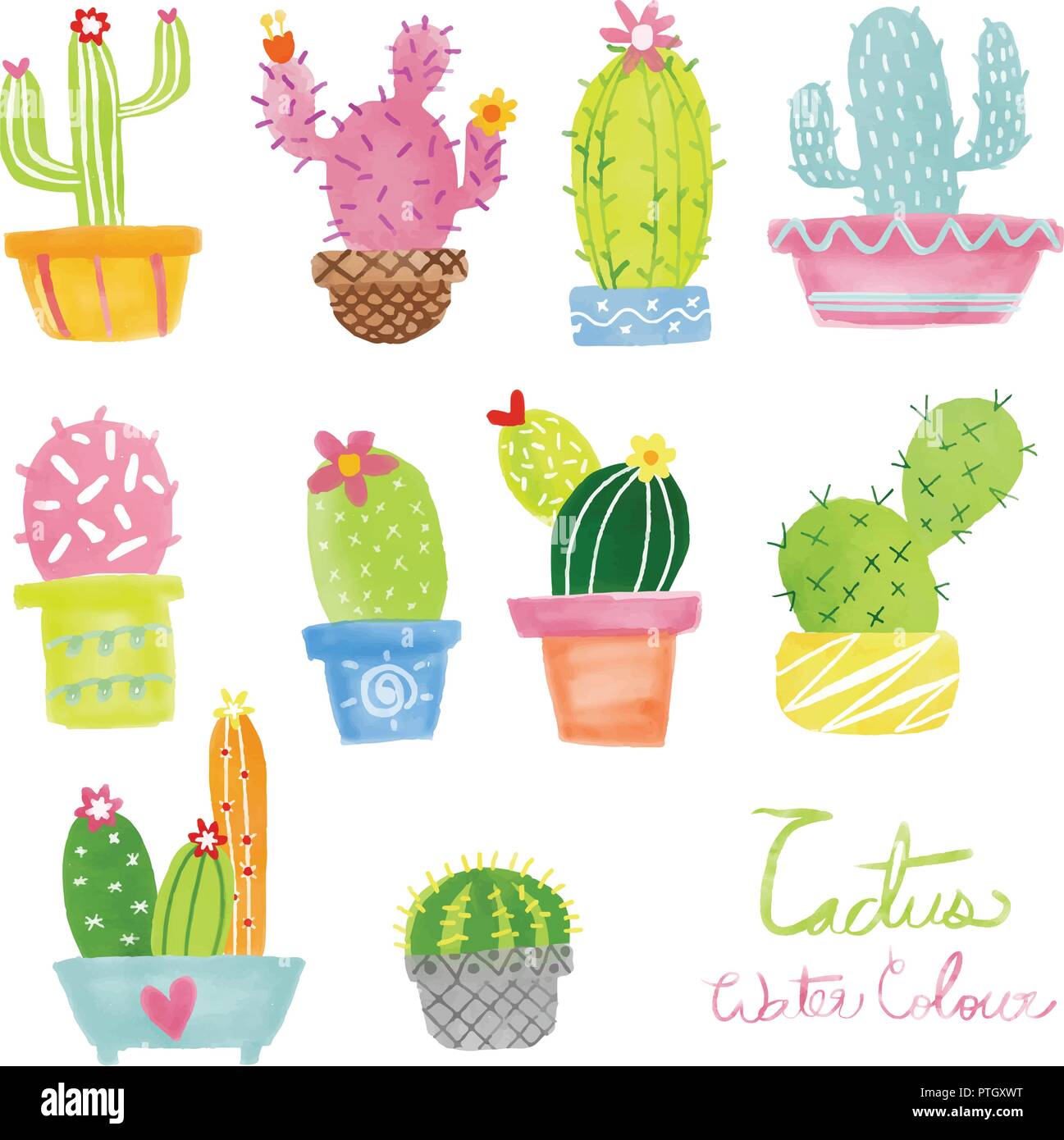 pastel Watercolor cactus vector set Stock Vector Image & Art - Alamy